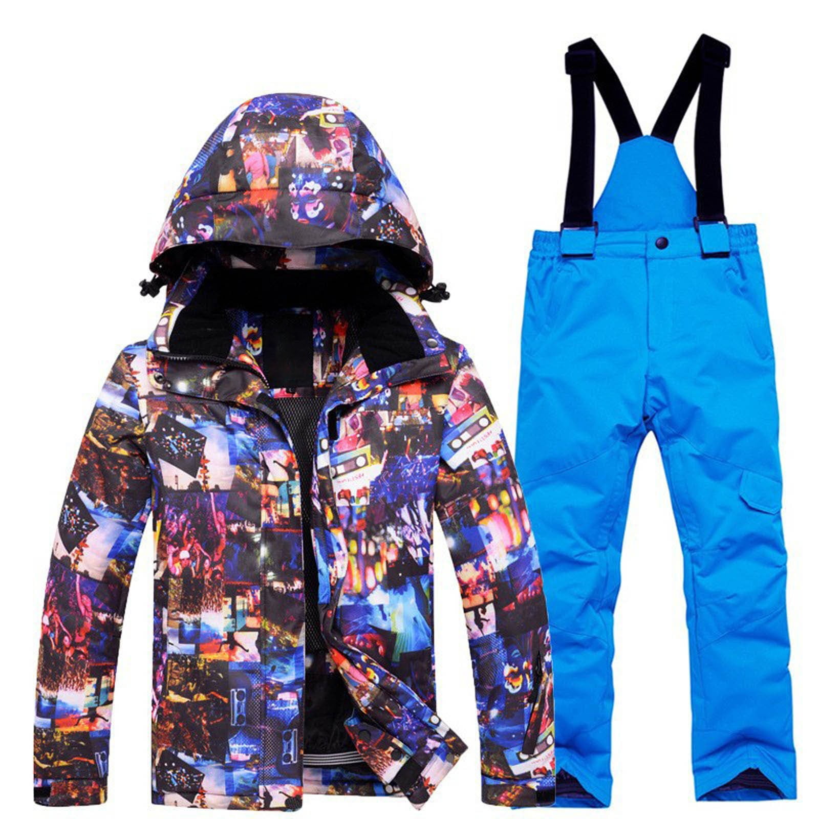 BOOMNY Unisex Boys Girls Ski Suit Thick Fleece Jacket Pants 2Pcs Snow ...