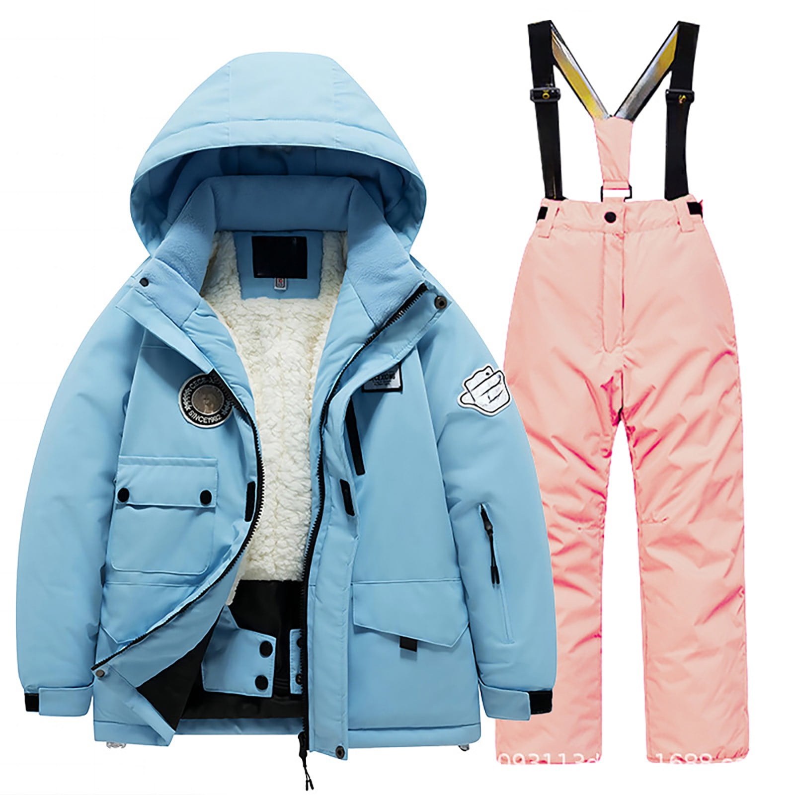 BOOMNY Unisex Boys Girls Ski Suit Thick Fleece Jacket Pants 2Pcs Snow ...