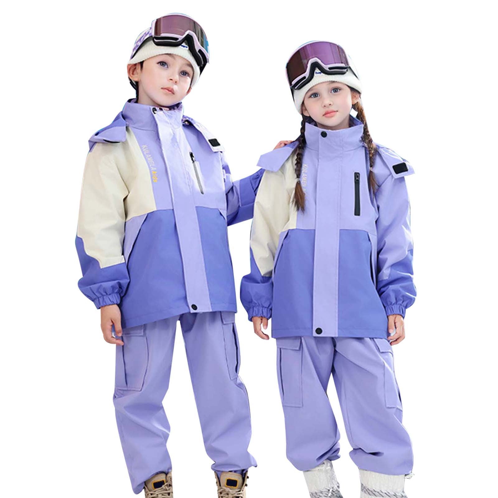 BOOMNY Unisex Boys Girls Ski Suit Thick Fleece Jacket Pants 3Pcs Snow ...