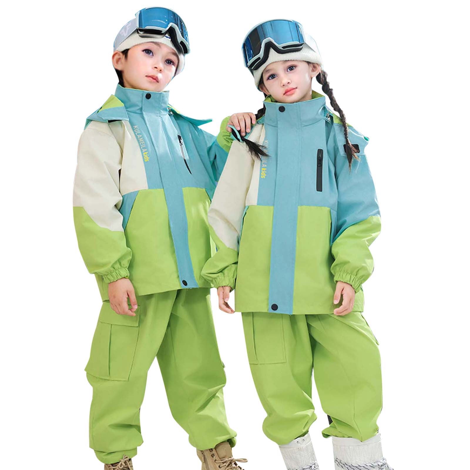 BOOMNY Unisex Boys Girls Ski Suit Thick Jacket Pants 3Pcs Snow Suits ...