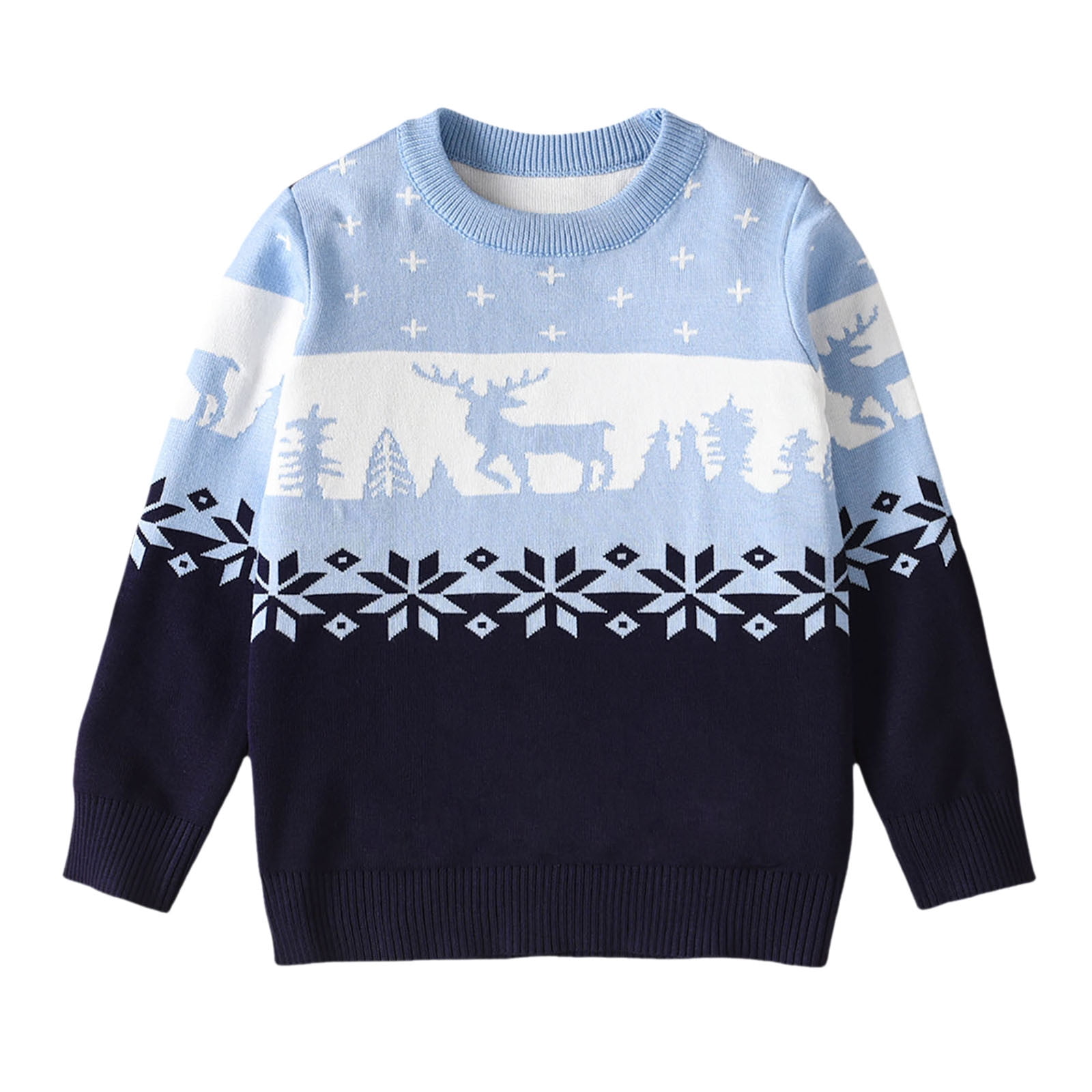 BOOMNY Unisex Boys Girls Sweaters Long Sleeve Xmas Deer Embroidery ...