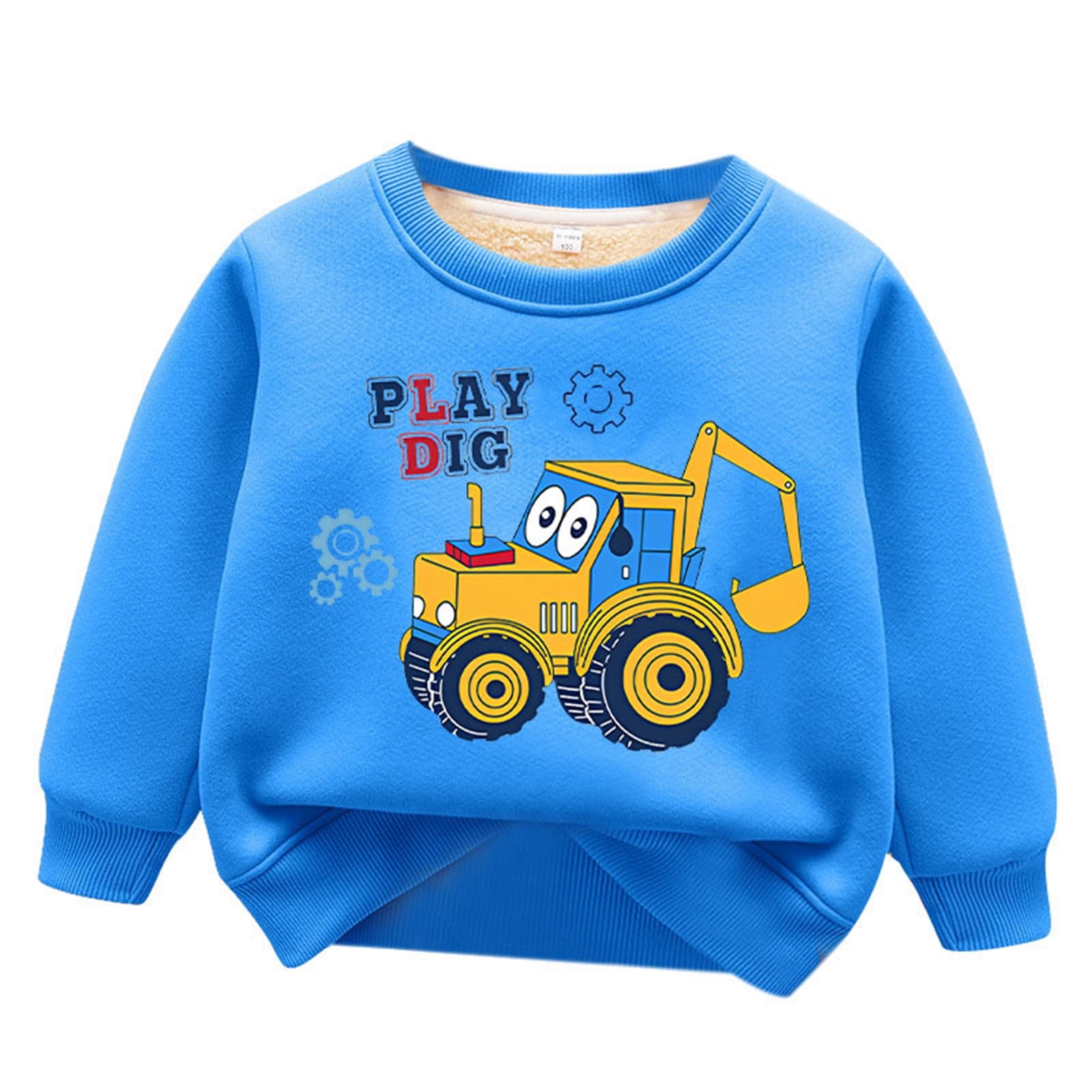 BOOMNY Unisex Kids Boys Girls Sweatshirts Cartoon Excavator Fleece Lined Sweatshirt For Boys ...