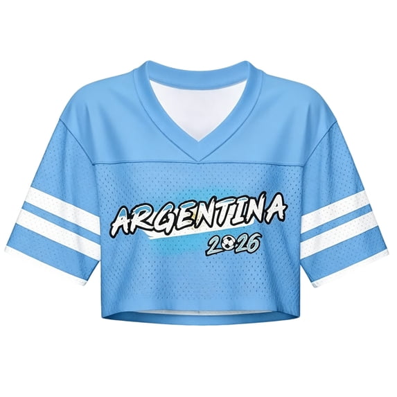 BOOMNY Women's 2026 Argentina Short Sleeve Cropped Tops V Neck Football ...