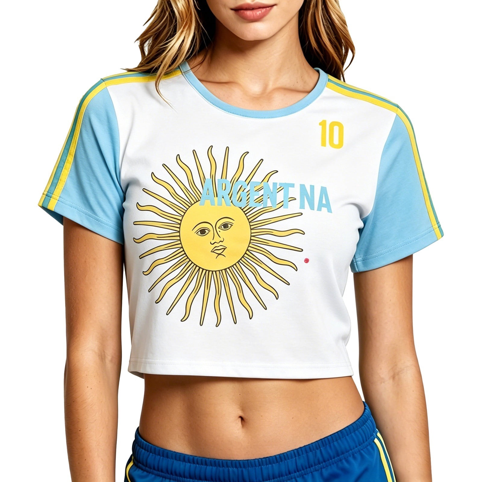 BOOMNY Women's Argentina Soccer T-Shirts Short Sleeve Cropped ...