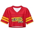 BOOMNY Women's Spain Short Sleeve Cropped Tops V Neck Football Letter ...