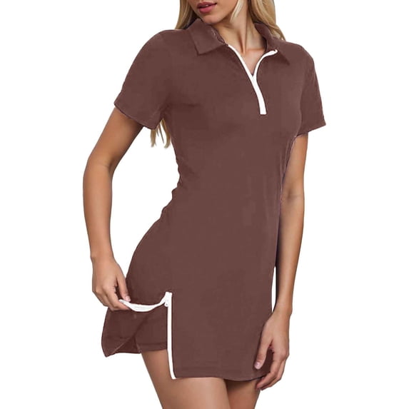 BOOMNY Womens 2 Peice Athletic Shorts Sets Solid Short Sleeve Zip Front ...