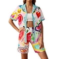 BOOMNY Womens 2 Peice Hawaii Shorts Sets Tropical Graphic Short Sleeve ...