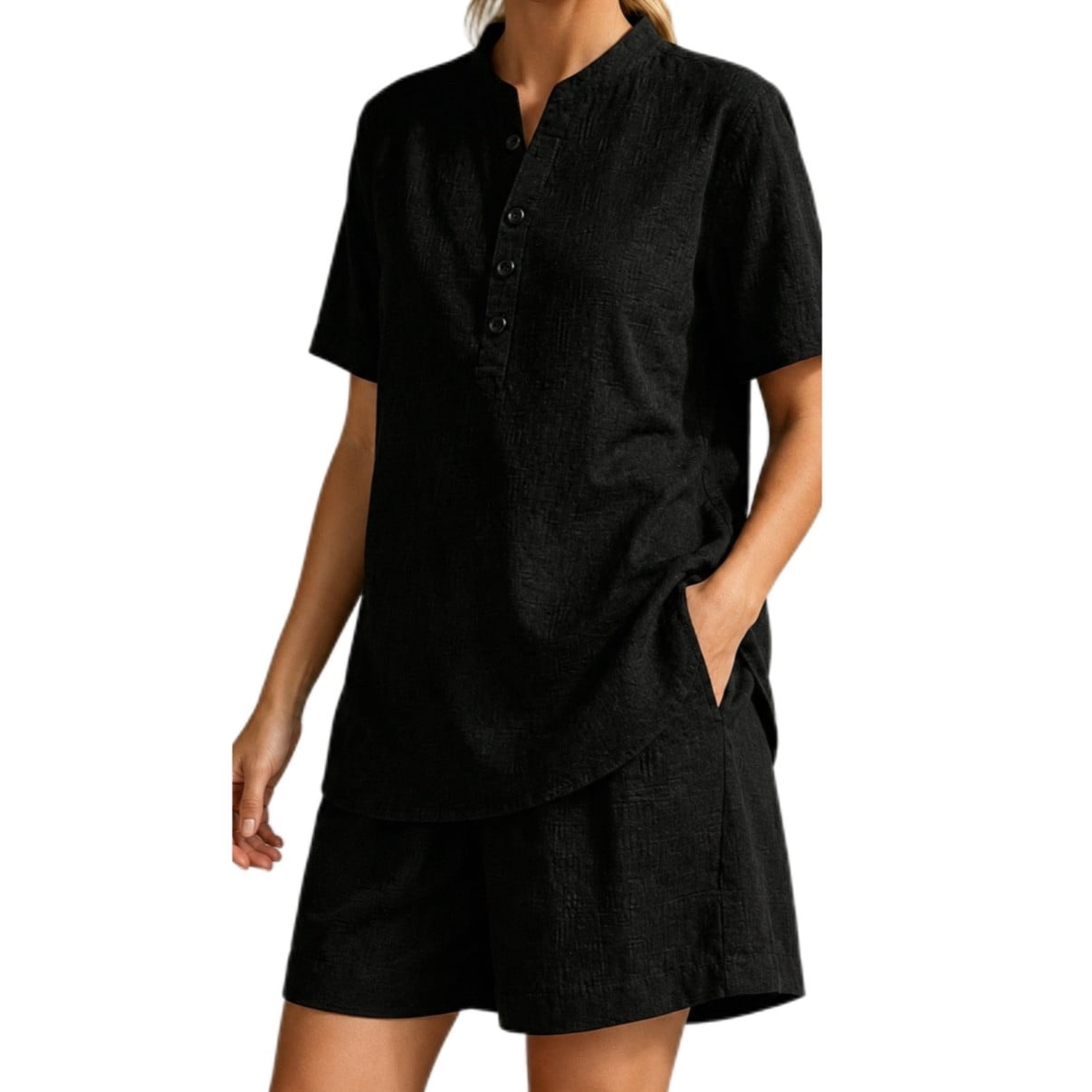 BOOMNY Womens 2 Peice Sets Solid Short Sleeve Tops Shorts Outfits for ...