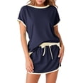 BOOMNY Womens 2 Peice Shorts Sets Patchwork Color Short Sleeve Tops ...