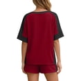 BOOMNY Womens 2 Peice Workout Shorts Sets Patchwork Color Short Sleeve ...