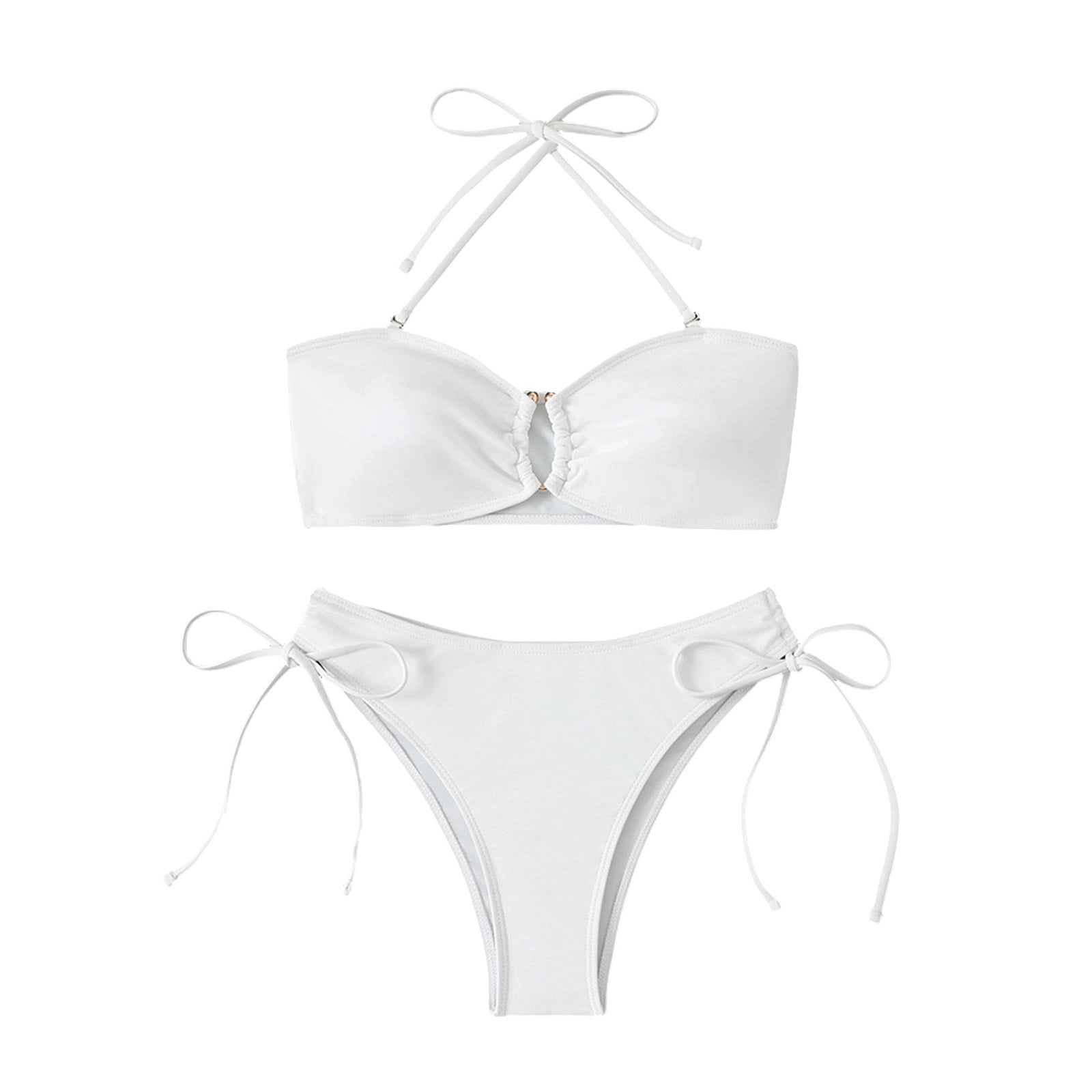 BOOMNY Womens Bandeau Bikini Sets 2 Peice Swimsuit For Women Solid ...
