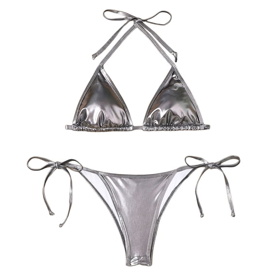 BOOMNY Womens Bikini Sets Shiny String 2 Peice Swimsuit For Women ...