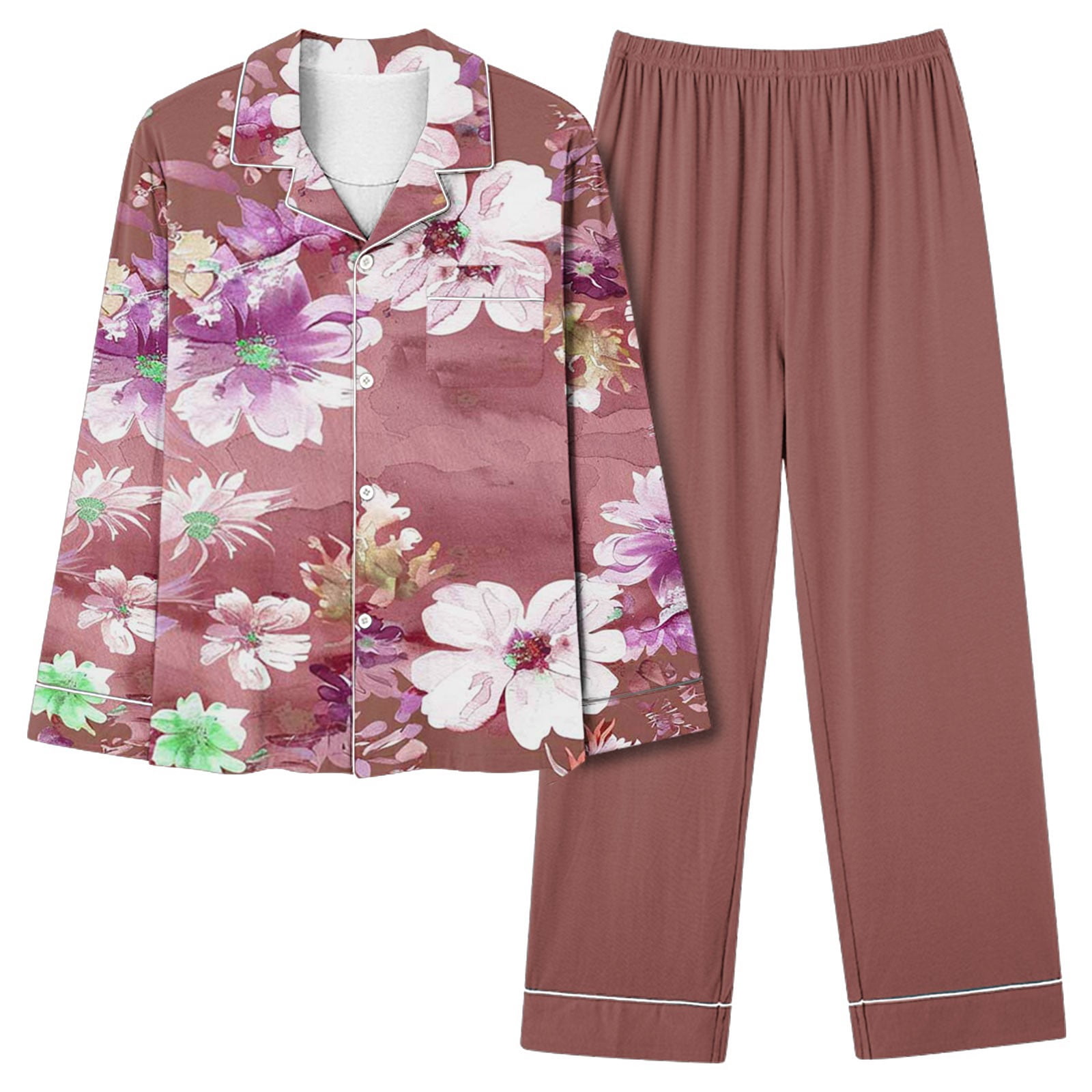 BOOMNY Womens Pajama Set 2 Peice Pajamas for Women Set Floral Graphic ...