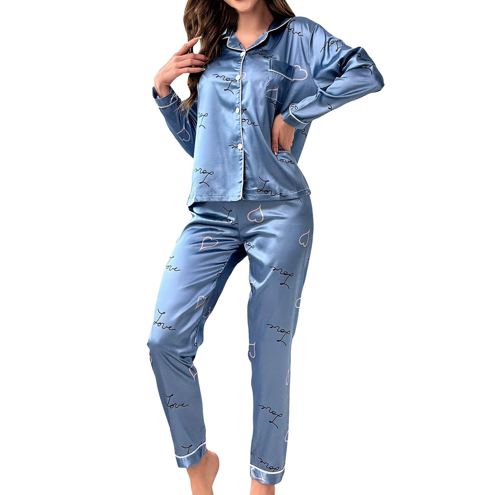 FUNDUFI Womens Pajama Sets Long Sleeve Casual Valentine's Day Love ...