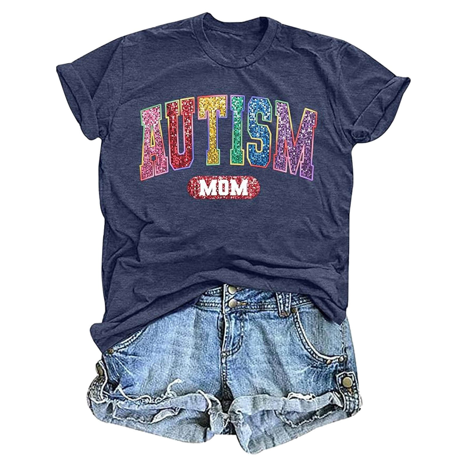 BOOMNY Womens Short Sleeve T-Shirts Letter Graphic Loose Summer Tops ...