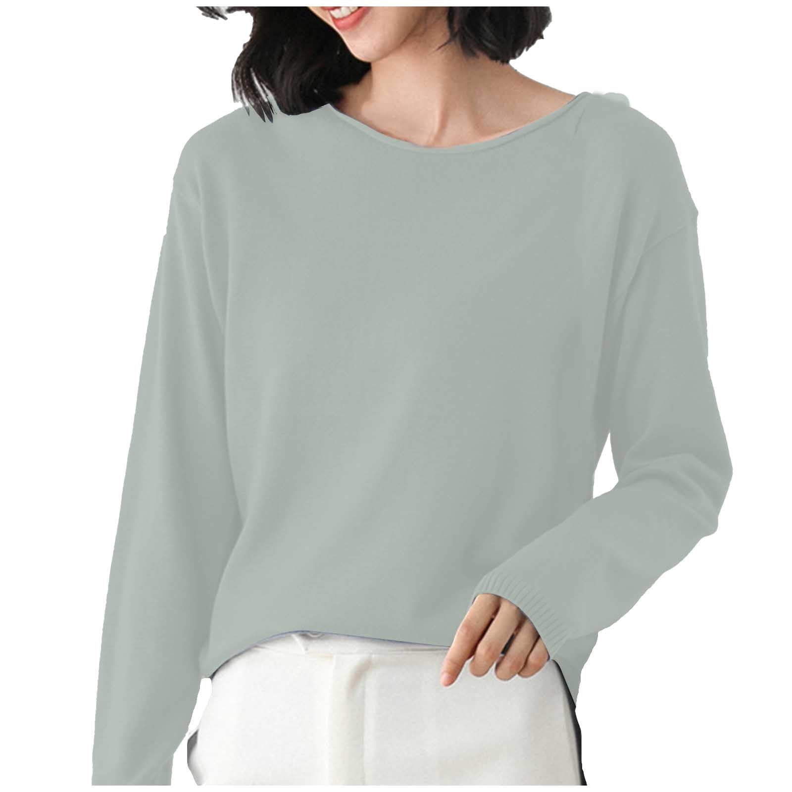 BOOMNY Womens Sweater Long Sleeve Basic Sweaters for Women Solid Color ...