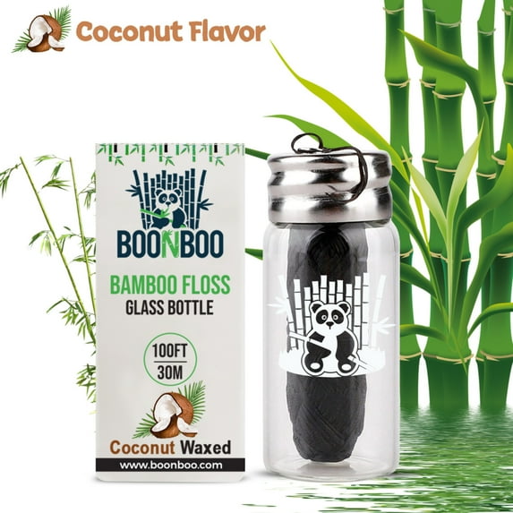 BOONBOO Dental Floss | 100FT/30M Bamboo Charcoal Woven Fiber ...