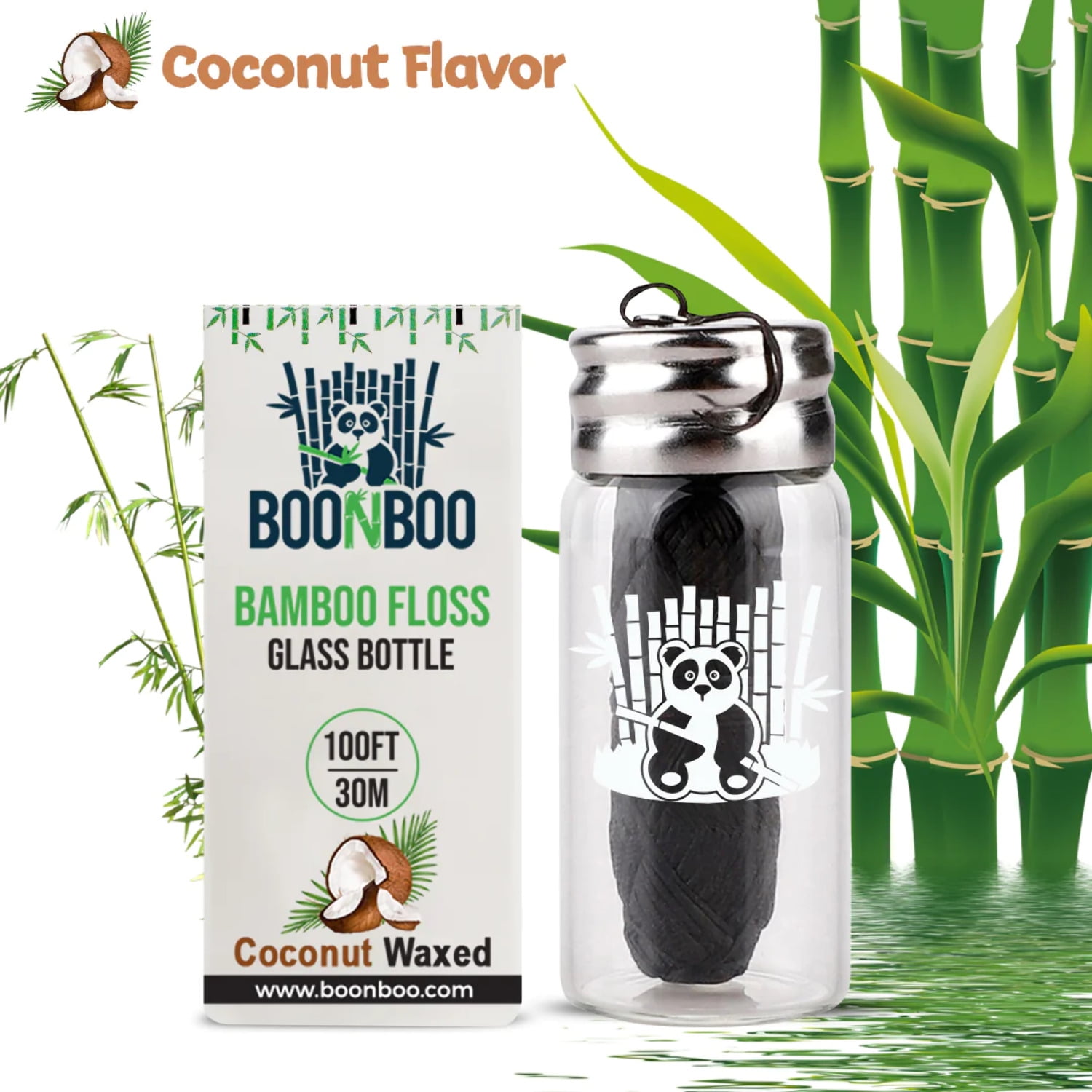 BOONBOO Dental Floss | 100FT/30M Bamboo Charcoal Woven Fiber ...
