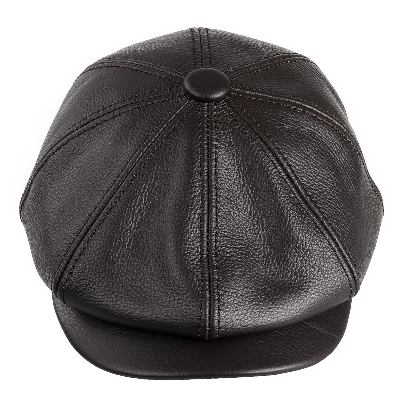 BOONJOVIA Men's Newsboy Flat Cap 100% Genuine Cowhide Leather Gatsby ...
