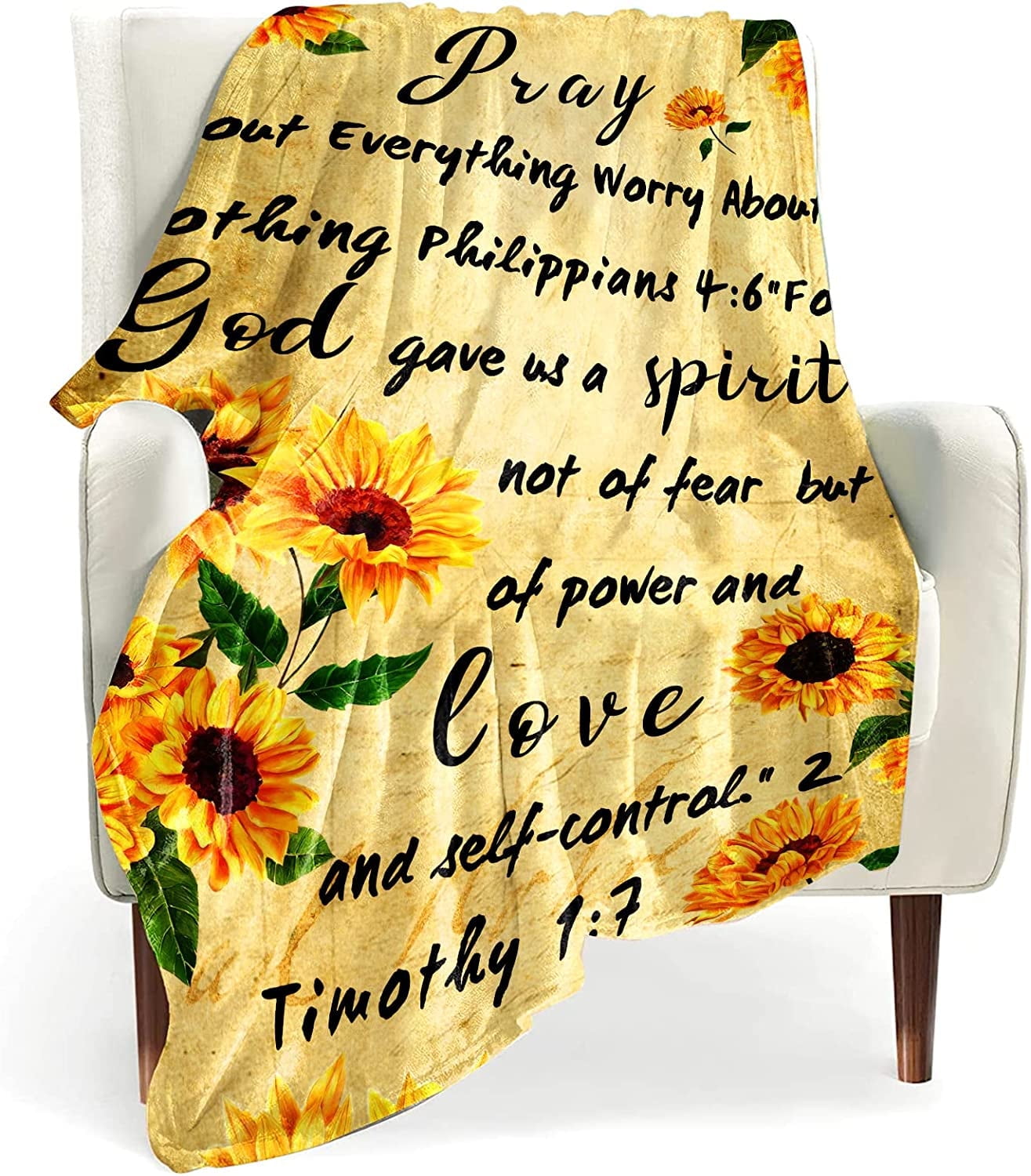 BOOPBEEP Healing Throw Sunflower Blanket with Inspirational Thoughts ...