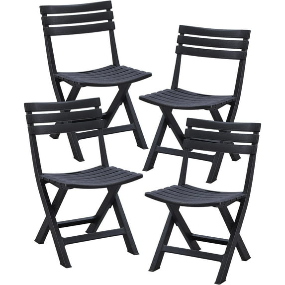 BOOSDEN Folding Plastic Chairs 4 Pack, Foldable Patio Stackable Chairs ...