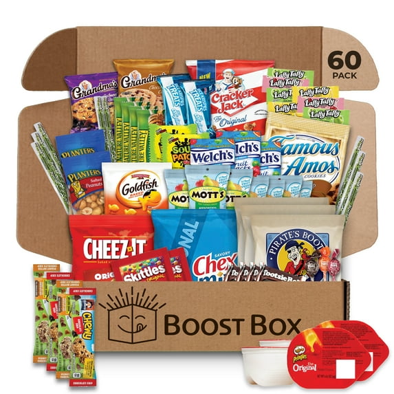 BOOST BOX (60 Count) Snack Boxes, Variety Pack Gift Sampler for Office ...