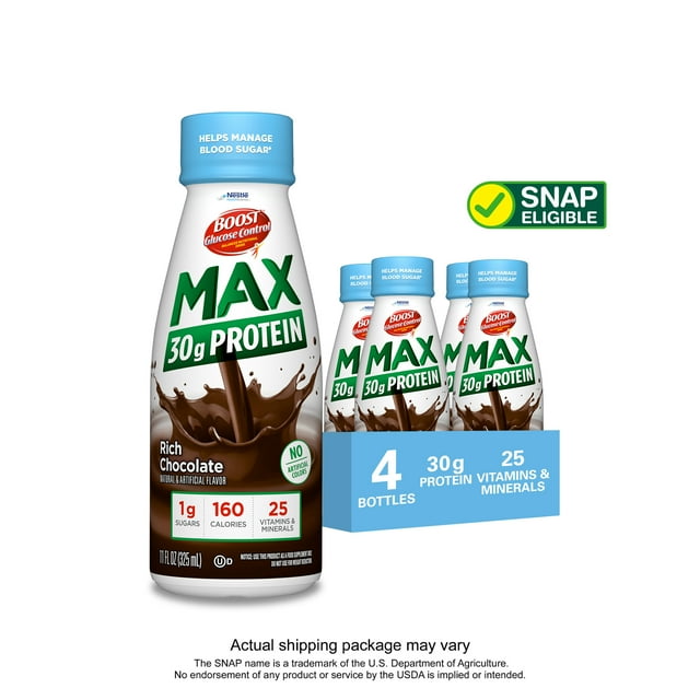 BOOST Glucose Control Max 30g Protein Nutritional Drink, Rich Chocolate ...