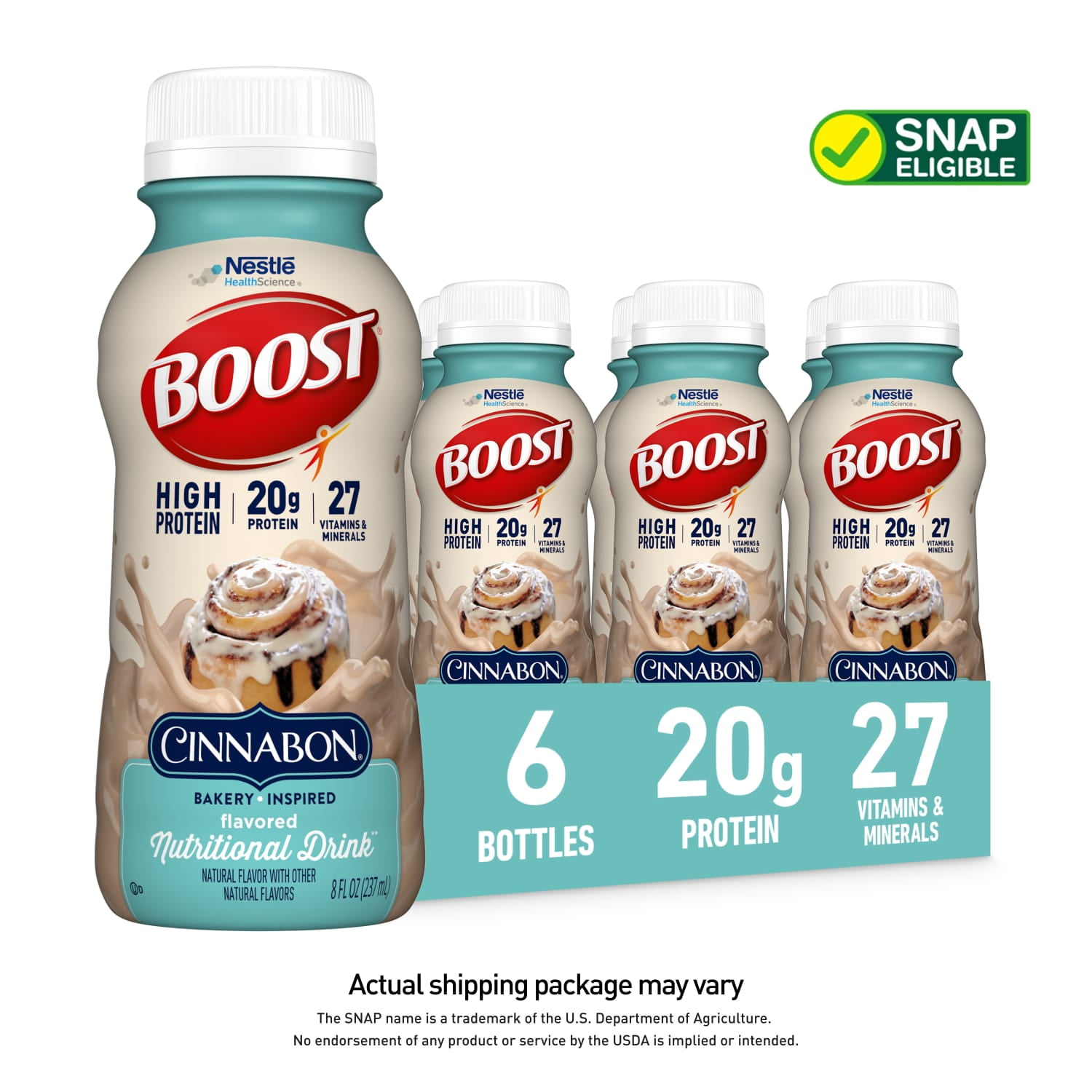BOOST 20g High Protein Nutritional Drink Shakes, Cinnabon® Flavored, 8 ...