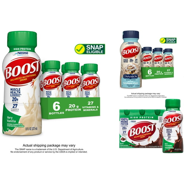 BOOST High Protein Nutritional Drink, 3 Mixed Flavors Bundle, 20g ...