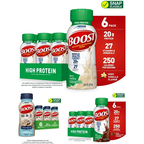 BOOST High Protein Nutritional Drink, 3 Mixed Flavors Bundle, 20g ...