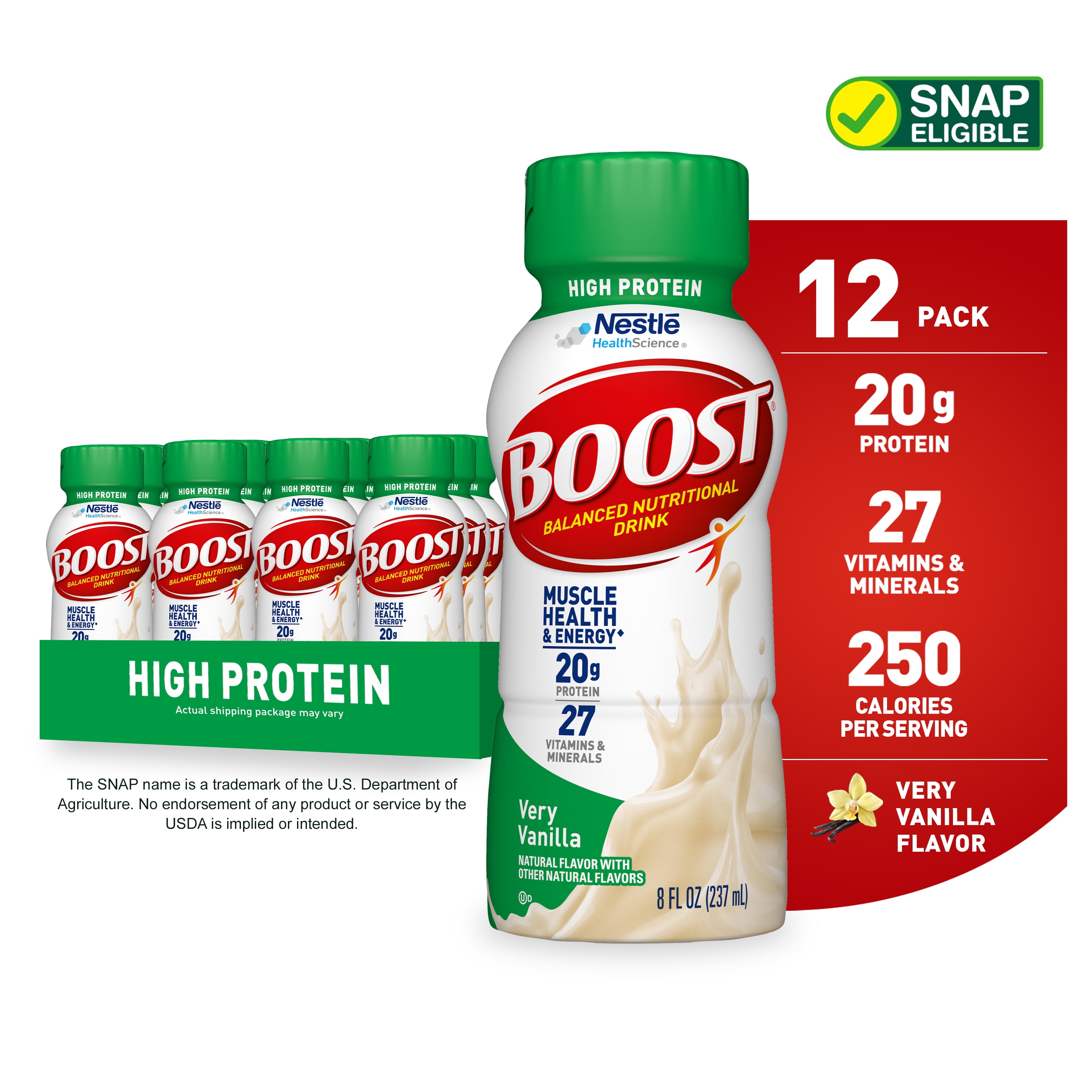 BOOST High Protein Nutritional Drink, Very Vanilla, 20 g Protein, 12 ...
