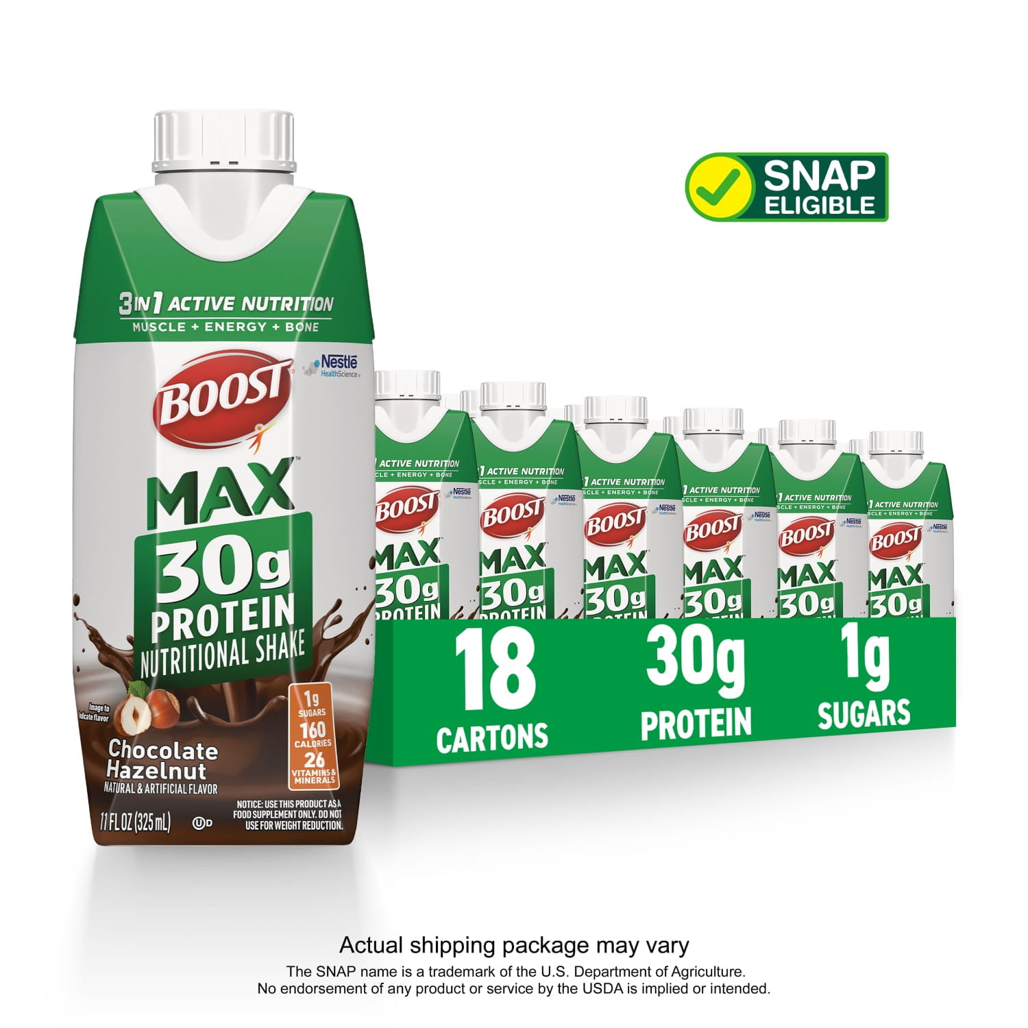 BOOST Max Protein Nutritional Shake, Chocolate Hazelnut, 30g Protein ...