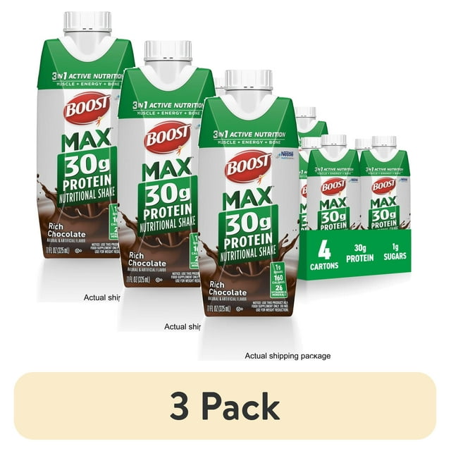 (3 pack) BOOST Max 30g High Protein Nutritional Drink Shakes, Rich ...
