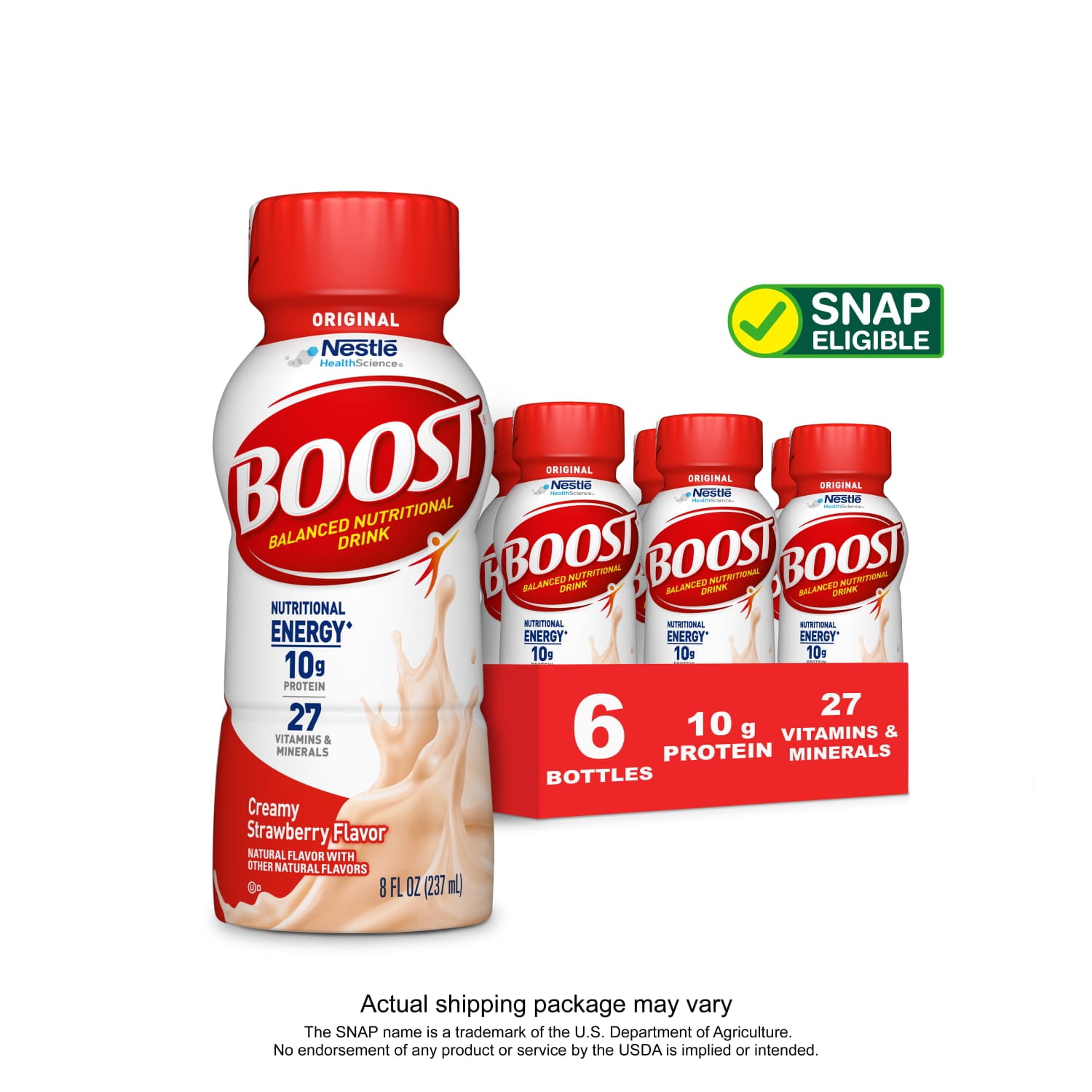 BOOST Original Creamy Strawberry Nutritional Drink, 10g Protein, 240 ...