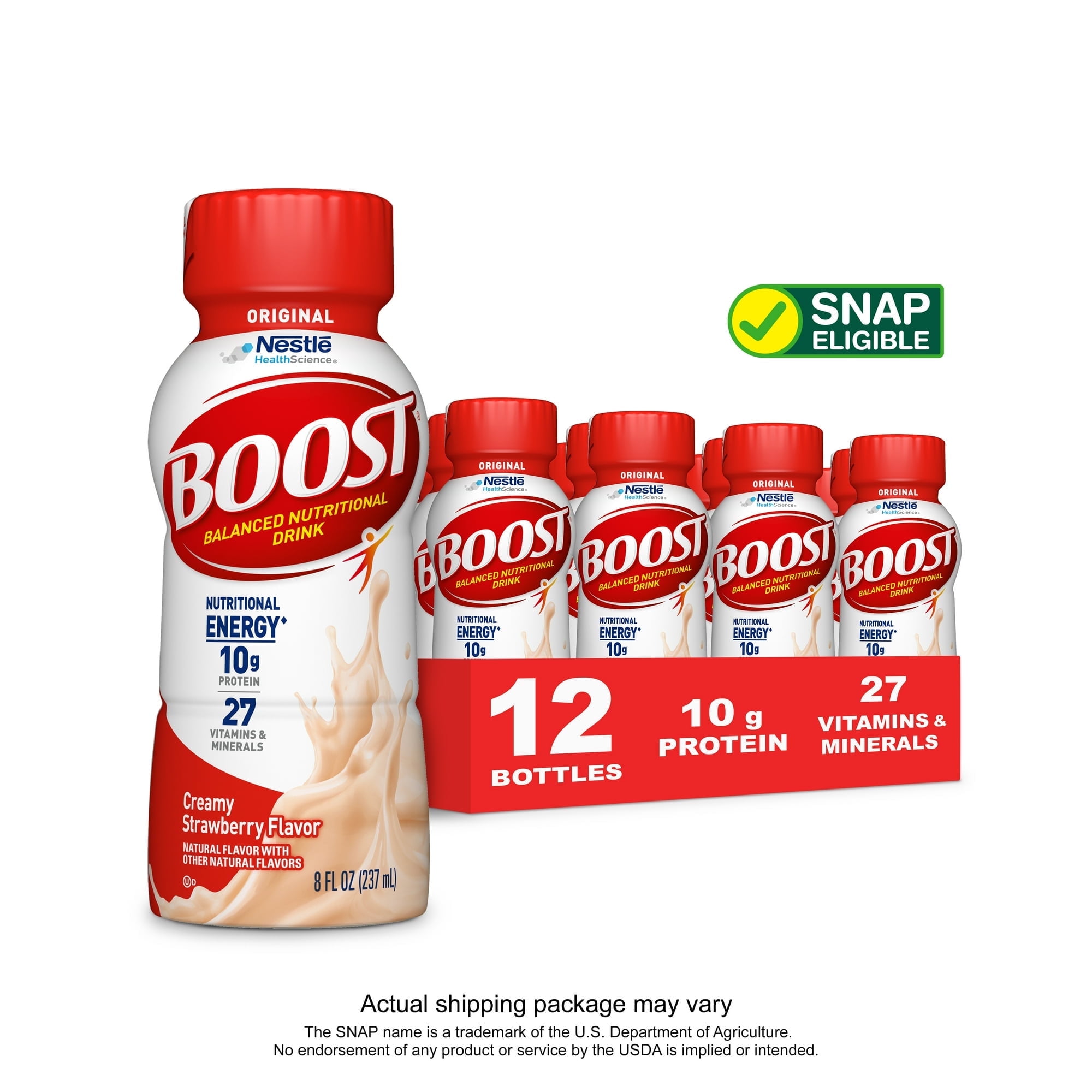 BOOST Original Nutritional Drink, Creamy Strawberry, 10 g Protein, 12 ...