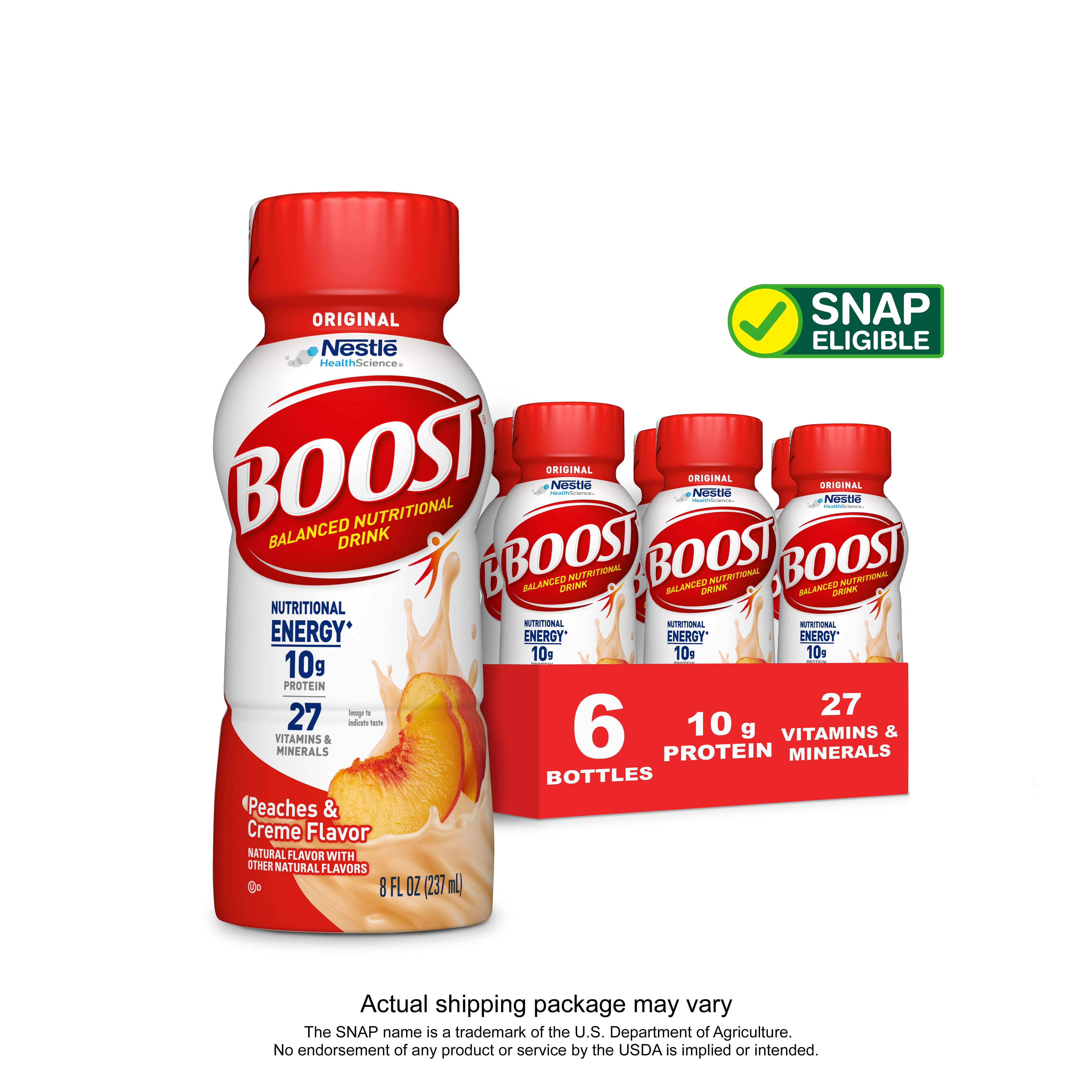 BOOST Original High Protein Peaches & Creme Nutritional Drink, 6-8 fl ...