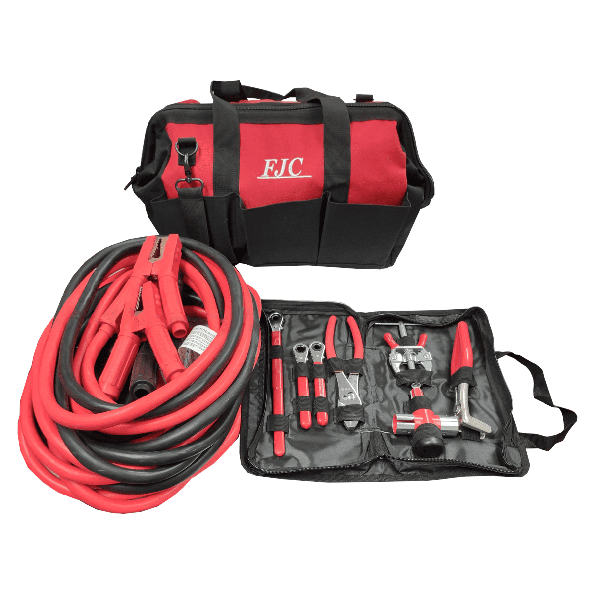 FJC BOOSTER CABLES IN TOOL BAG 2/0 GA. 25 FT - 800 AMP CLAMP - COM DUTY ...