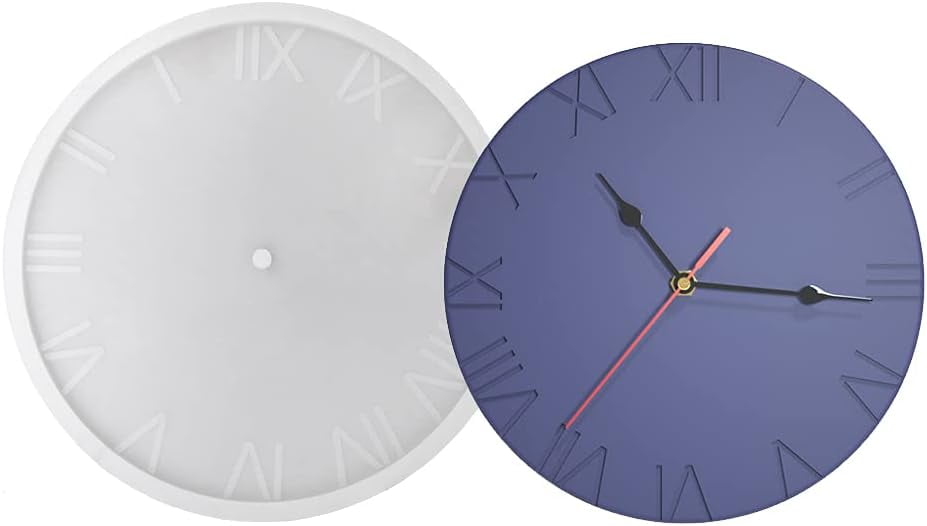 BOOWAN NICOLE Clock Mold Roman Numeral Clock Silicone Cement Mould with ...