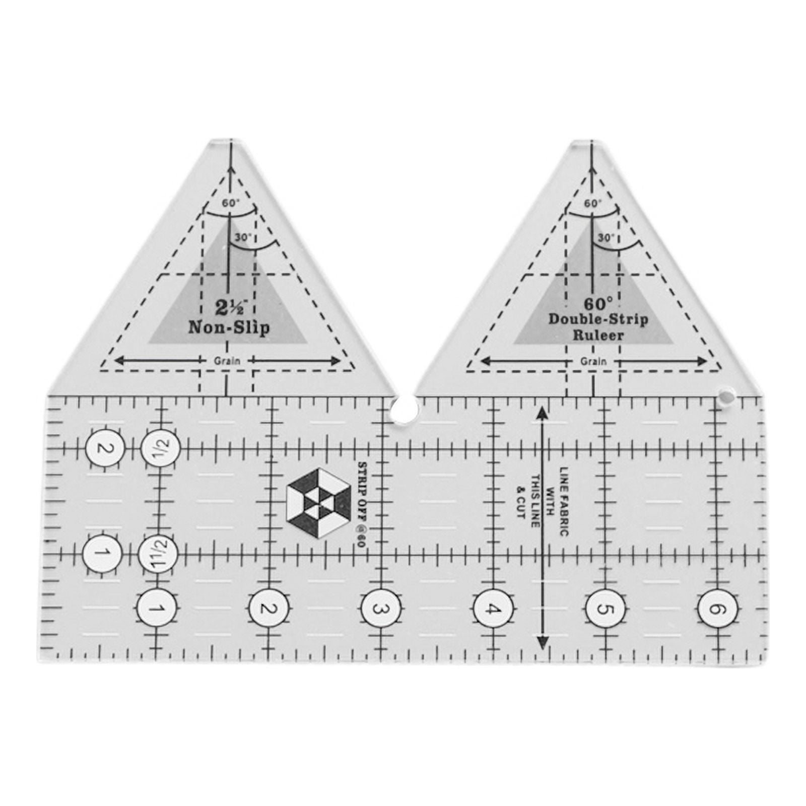 BOOYOU 60° Double Strip Patchwork Quilt Ruler Transparent DIY Cloth ...