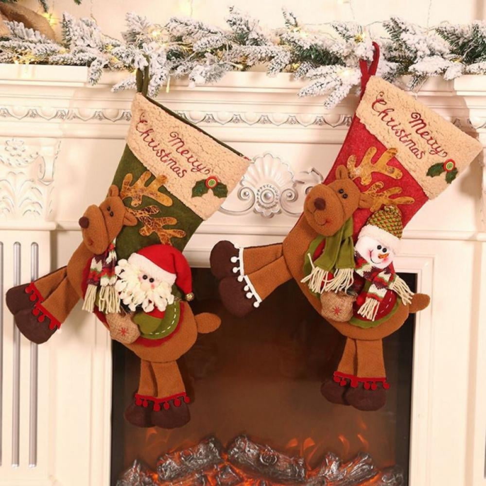 BOPORO 22 inch Christmas Stockings Deer, Animal One Piece, Felt Large ...