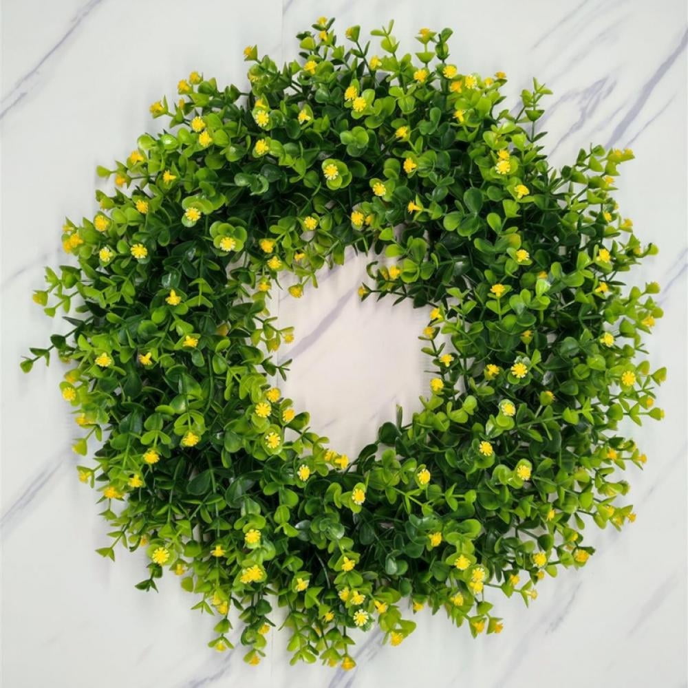 BOPORO Artificial Green Leaves Wreath 15 Inch Multi-colored Wreaths ...