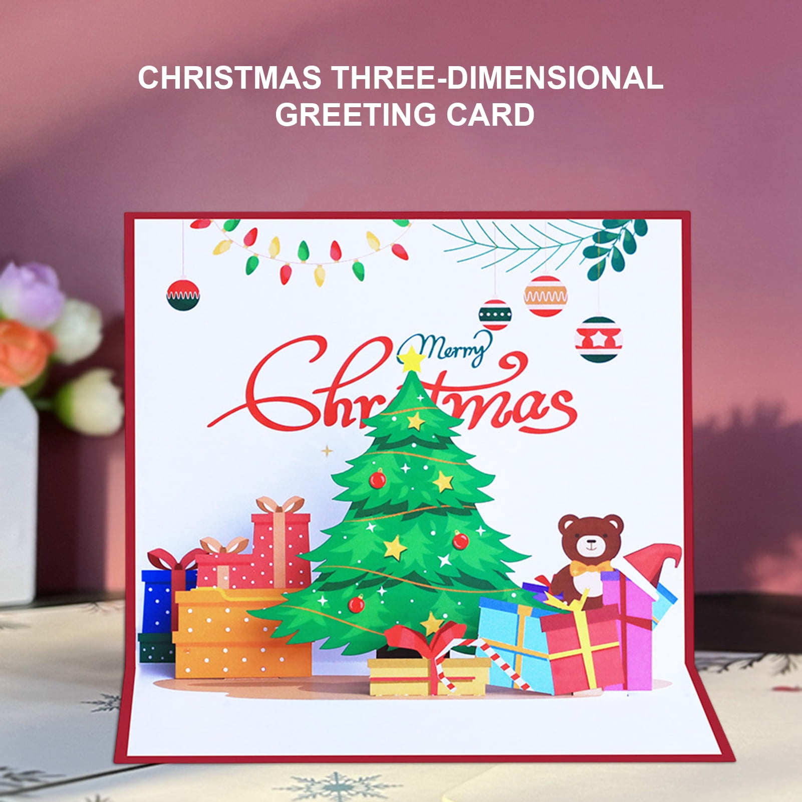 BOPORO Christmas Cards, 3D Pop Up Christmas Tree Greeting Cards, Laser ...