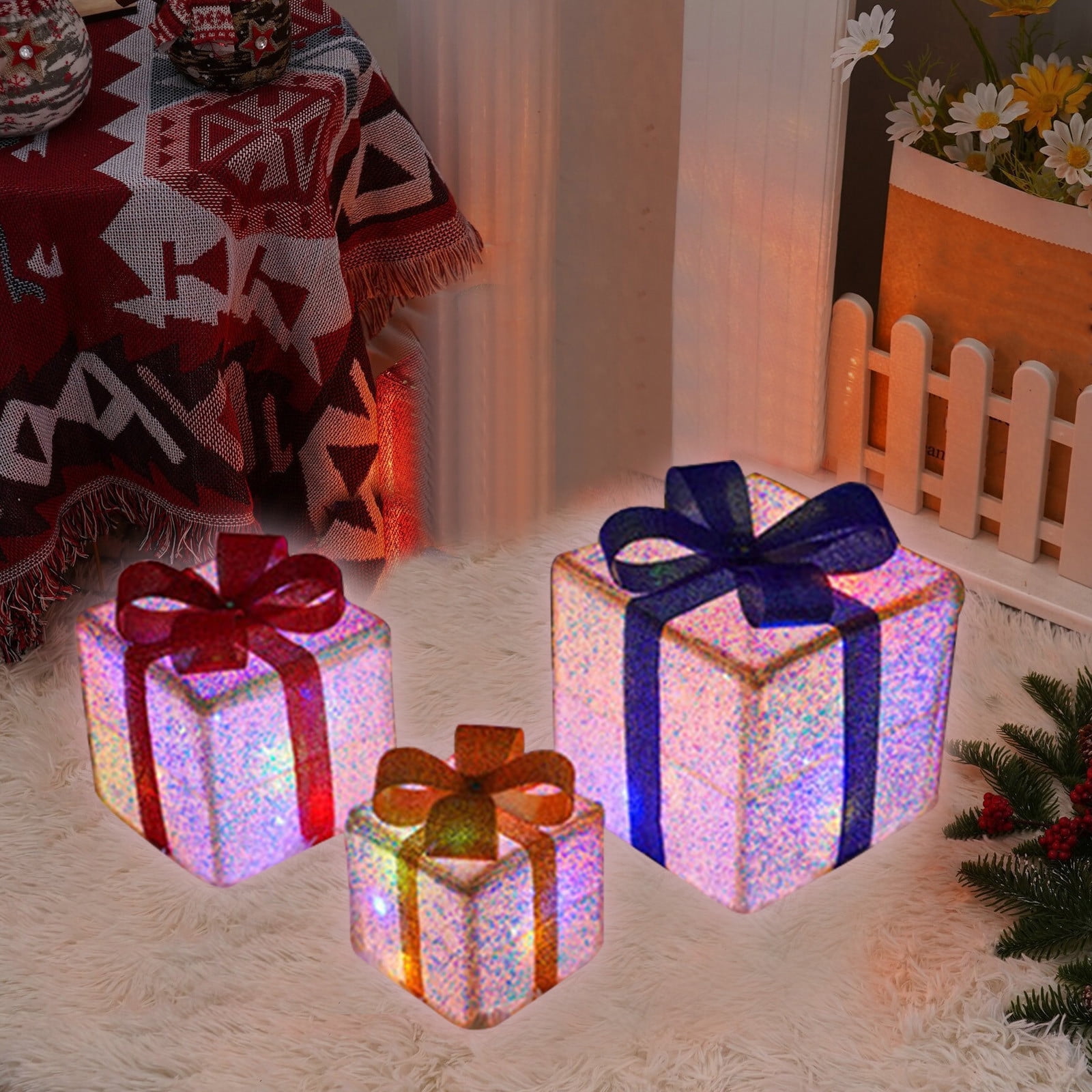BOPORO Christmas Gift Boxes Outdoor Decor, Christmas Gift Boxes Tree ...