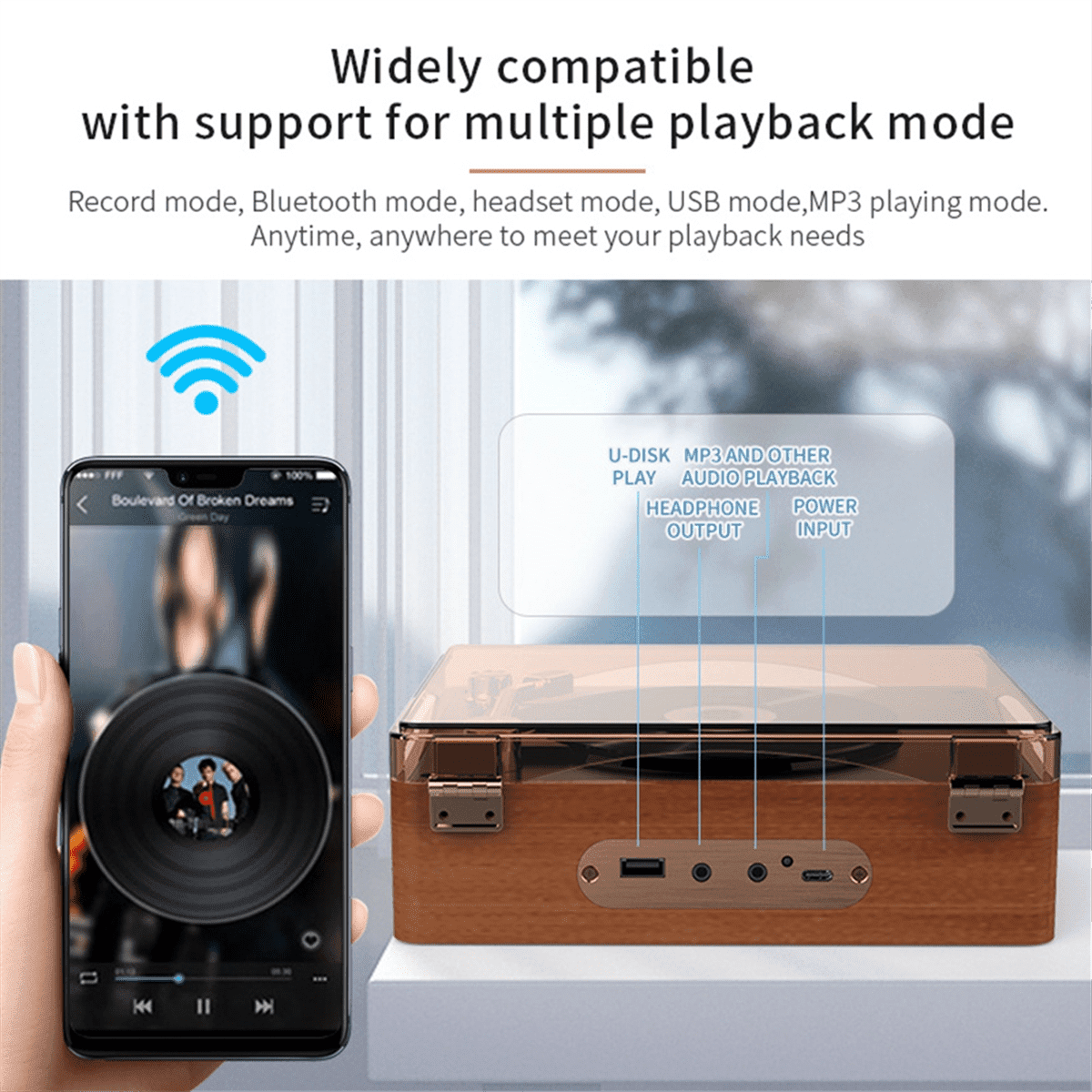 BOPORO Retro CD Player Bluetooth 5.0 Rechargeable Built-in Speaker ...