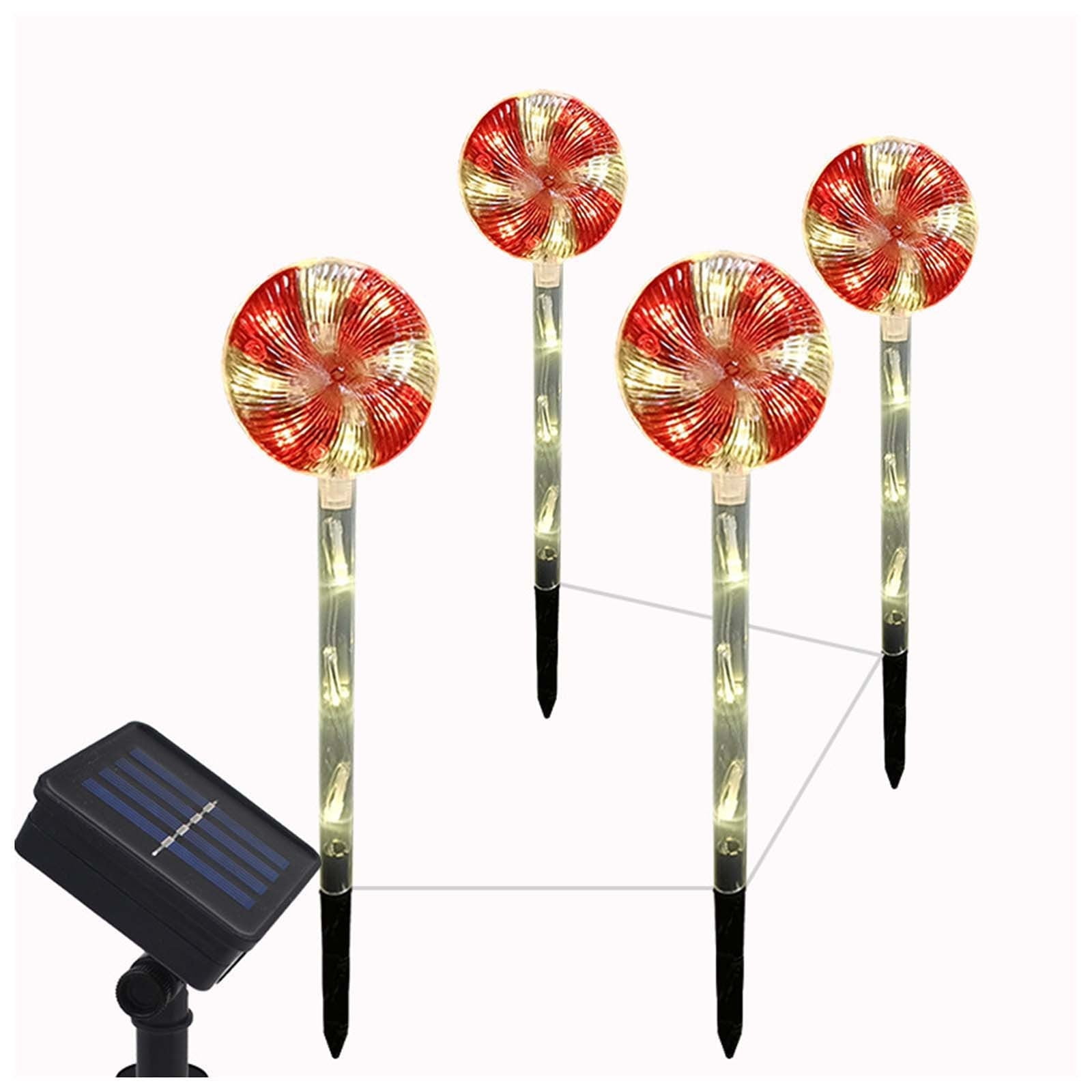 BOPORO Solar Lights Christmas Lollipop Decorative Garden Light Up LED ...