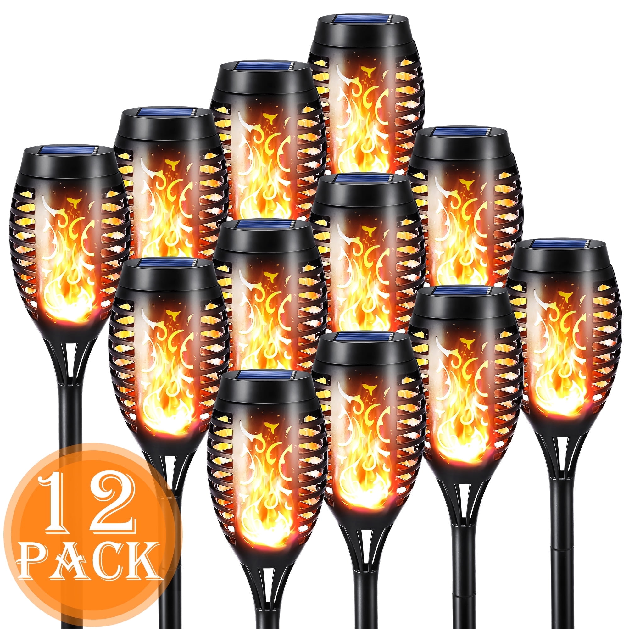 BOPORO Solar Lights Outdoor Decoration with Flickering Flame, 6 Pack ...