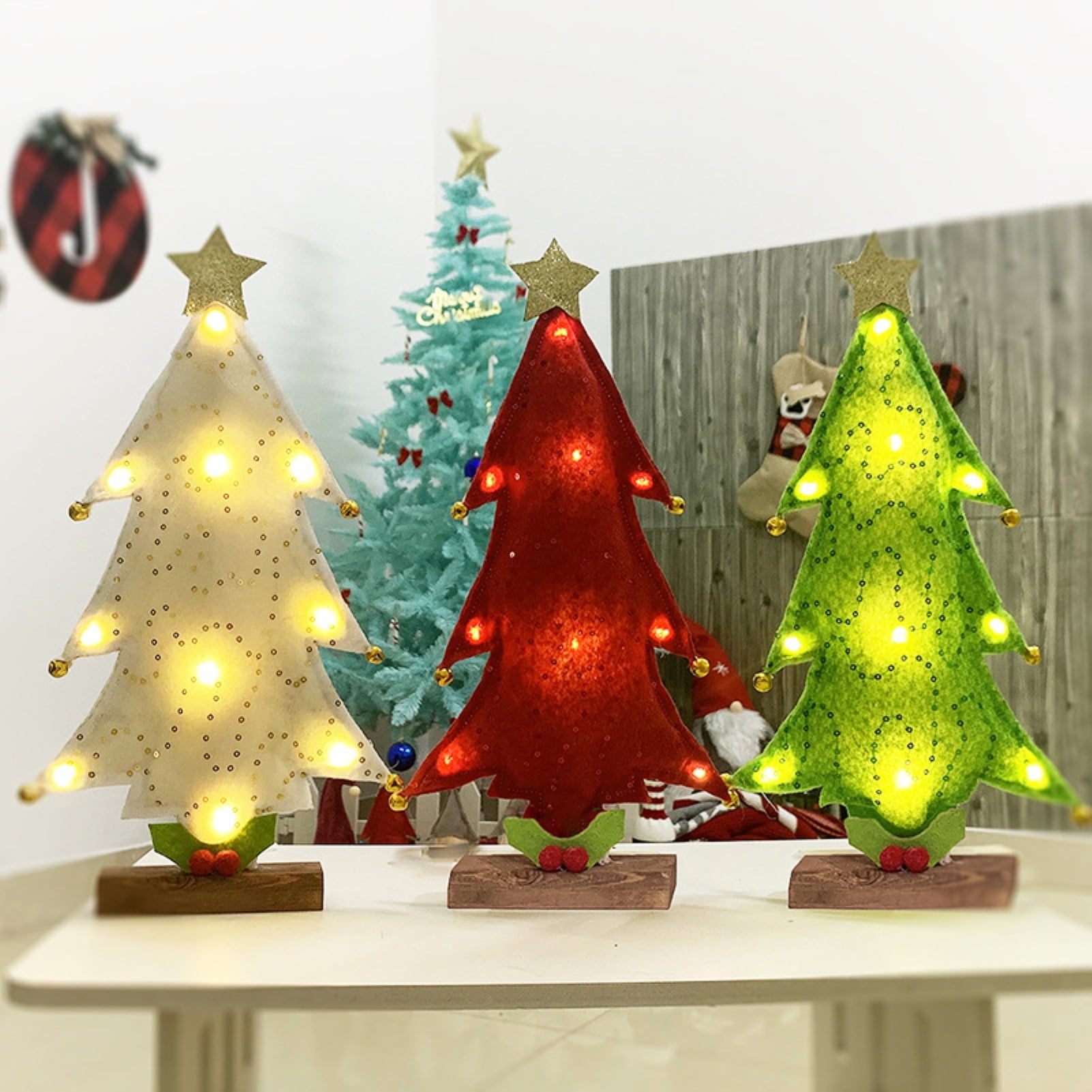 BOPORO Tabletop Christmas Tree, Light up Small Christmas Tree, Battery ...