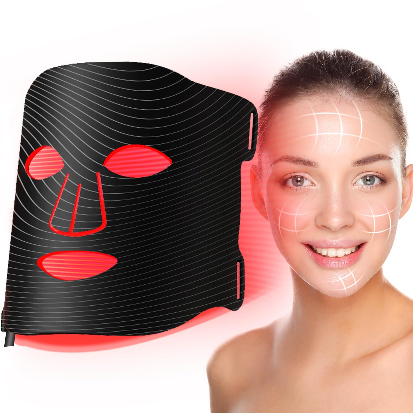 BOQUBOO LED Face Mask Light Therapy for Skin Care, Red Light Face Mask ...