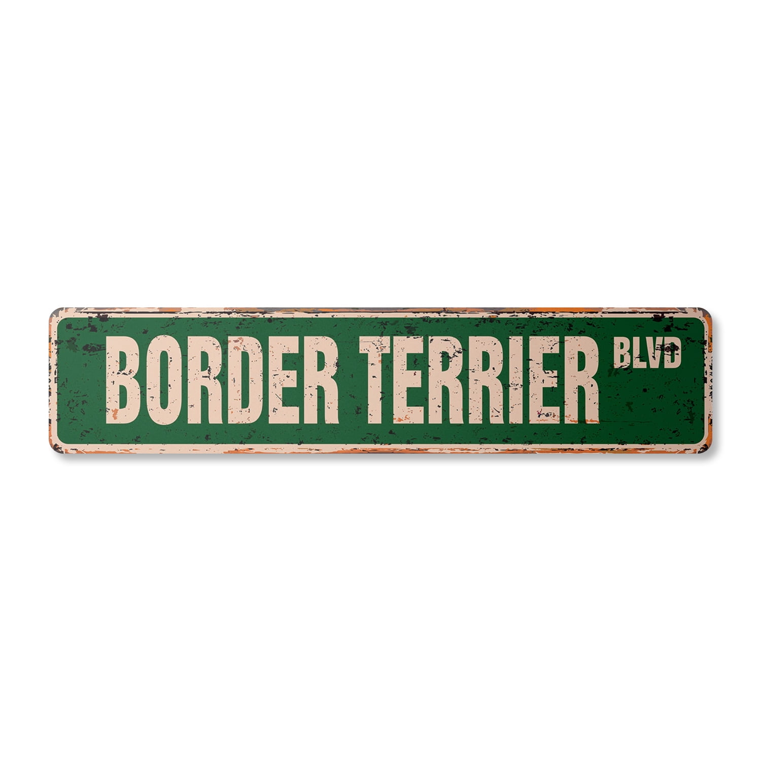 BORDER TERRIER Vintage Aluminum Street Sign dog puppy breeder pet yard ...