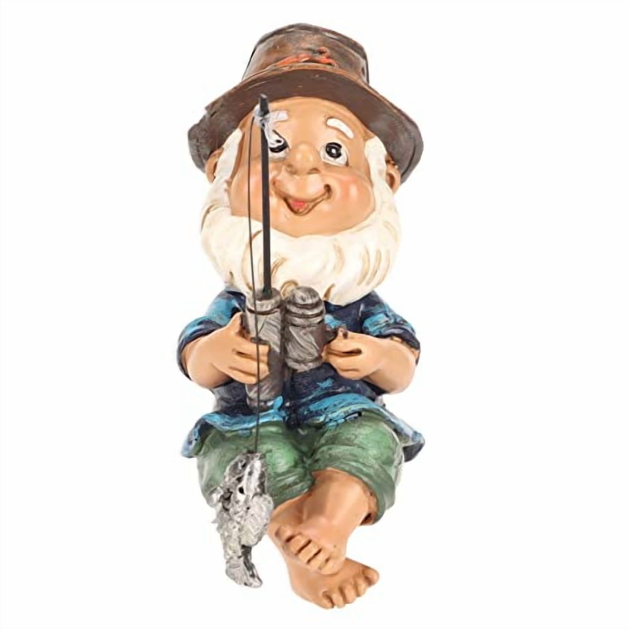 BORDSTRACT Charming 3.9 inch Fishing Old Man Garden Statue - Resin ...